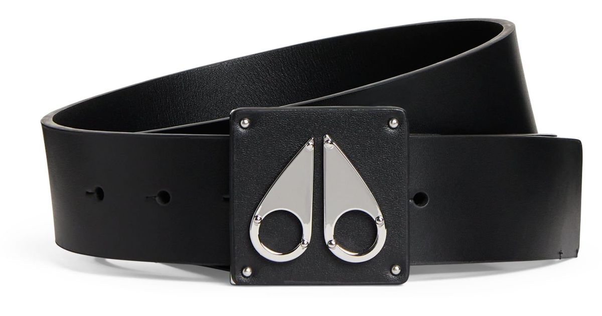 Moose Knuckles Leather Logo Belt in Black for Men | Lyst