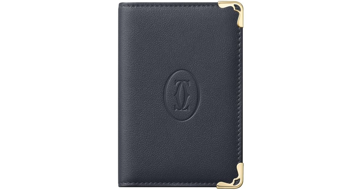 Cartier Leather Must De Card Holder in Blue for Men | Lyst UK