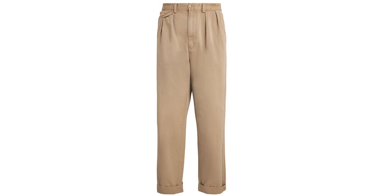 Polo Ralph Lauren Cotton Pleated Whitman Chinos in Natural for Men | Lyst