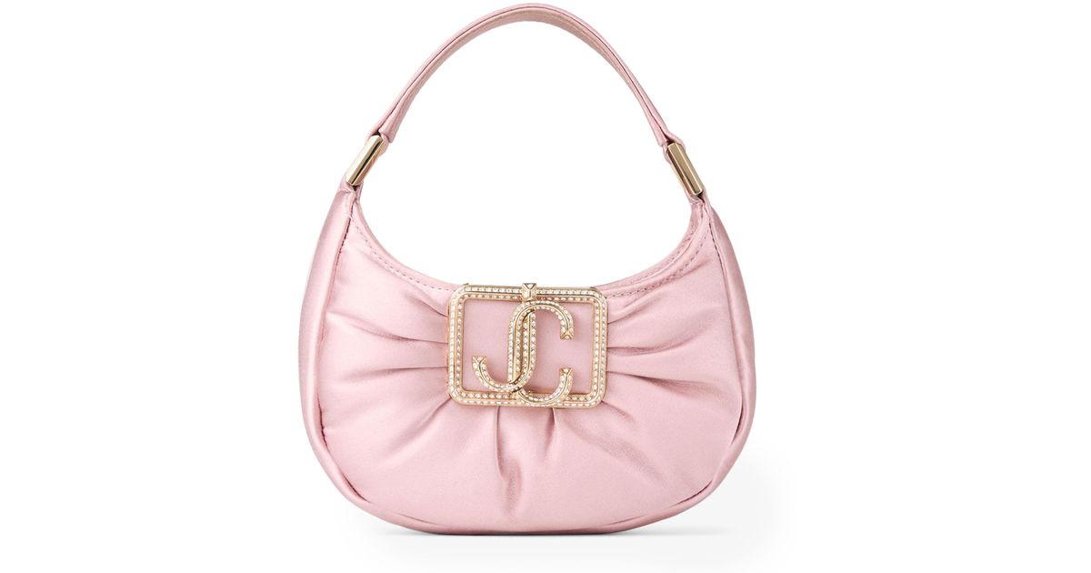 Jimmy Choo Mini Satin Edie Shoulder Bag in Pink | Lyst