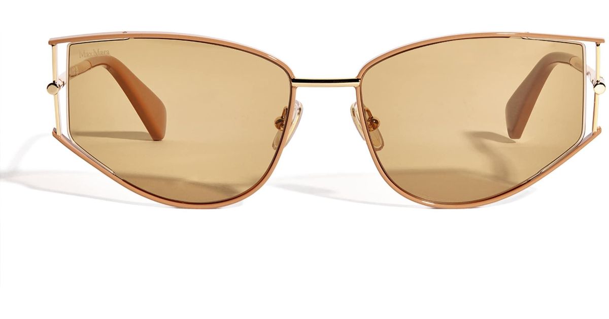Max Mara Cat Eye Sunglasses In Natural Lyst Uk
