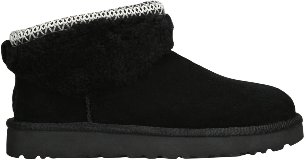 UGG Classic Ultra Mini Maxi Curly Boots in Black | Lyst