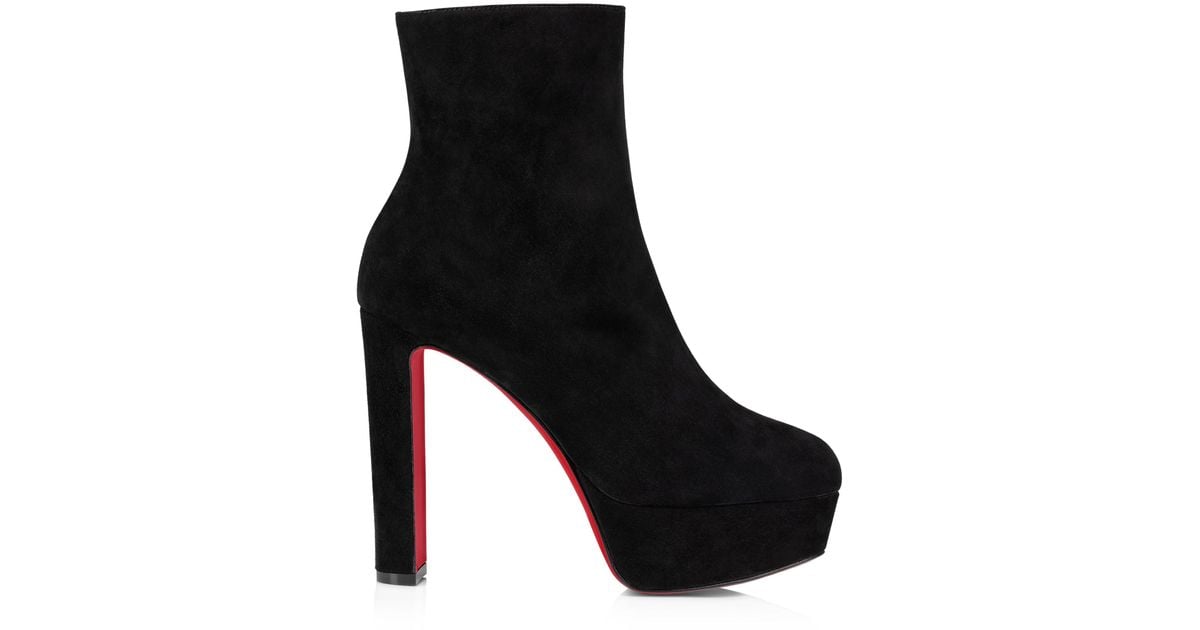 Christian Louboutin Loo Booty Suede Platform Boots 130 in Black | Lyst