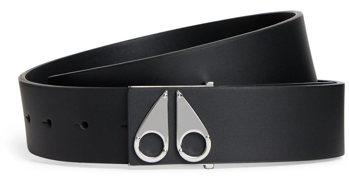 Moose Knuckles Leather Logo Belt in Black for Men | Lyst UK
