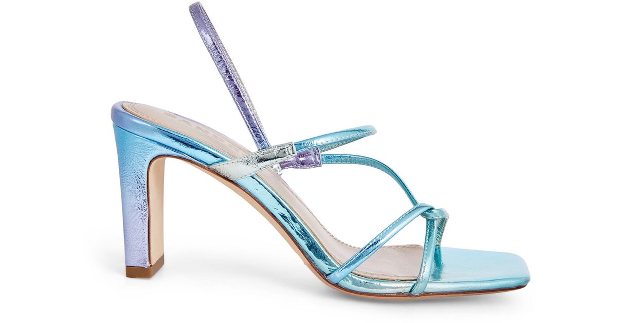 Sandro Metallic Leather Sandals 70 in Blue | Lyst