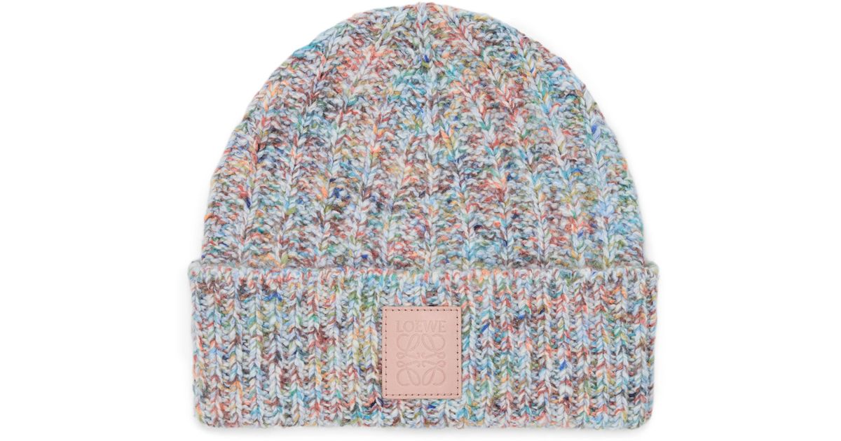 Loewe Wool-Cashmere-Blend Logo Beanie in Gray | Lyst
