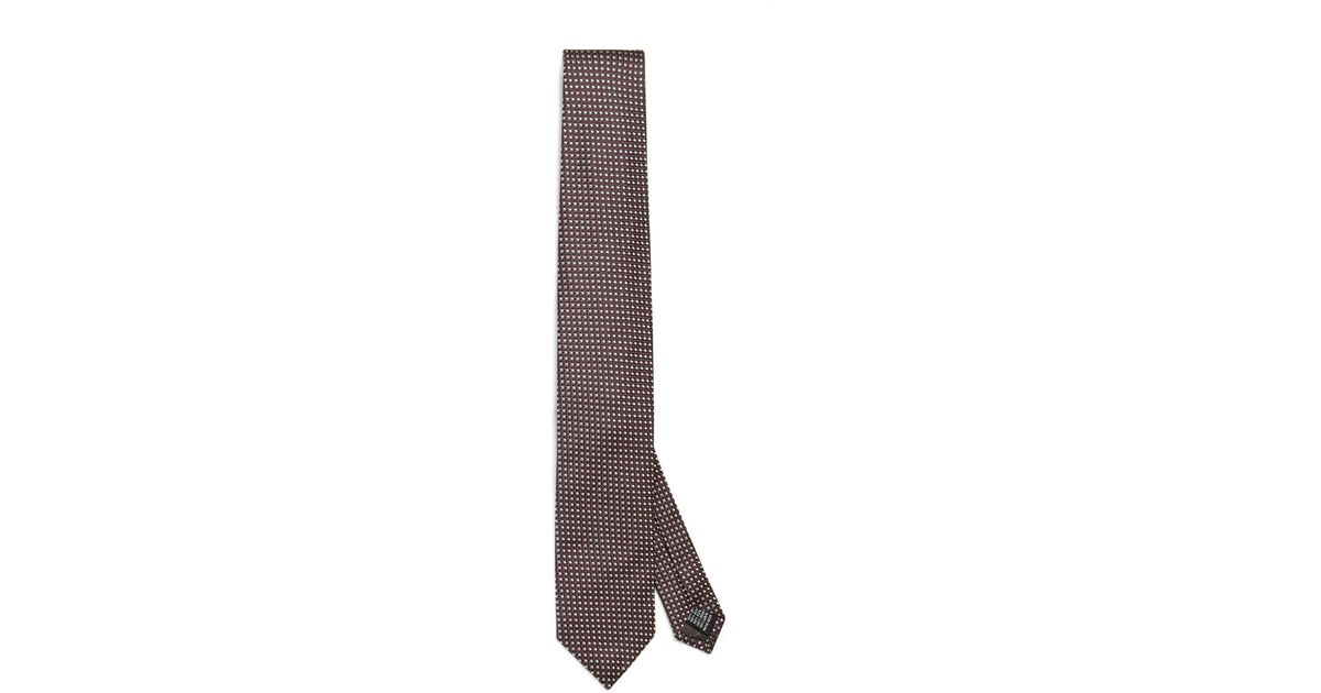 Pal Zileri Silk Micro Check Tie in Brown for Men | Lyst