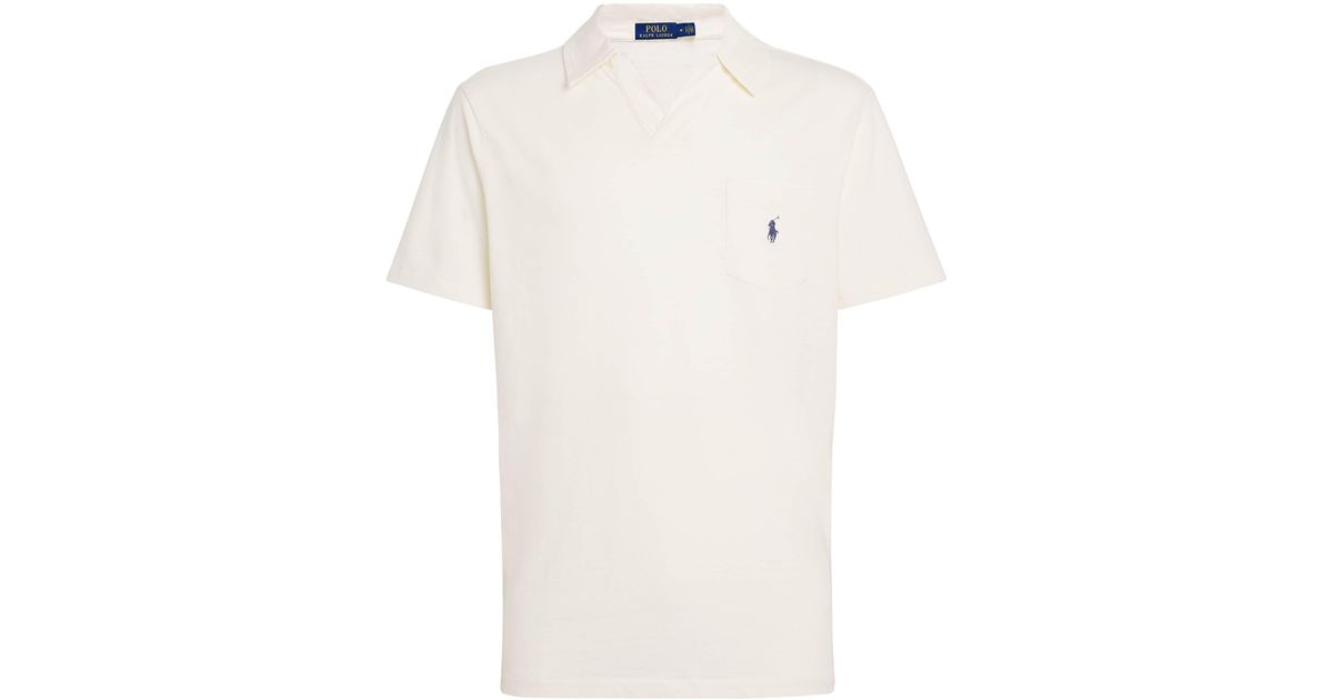Polo Ralph Lauren Cotton-Linen Open-Collar Polo Shirt in White for Men ...