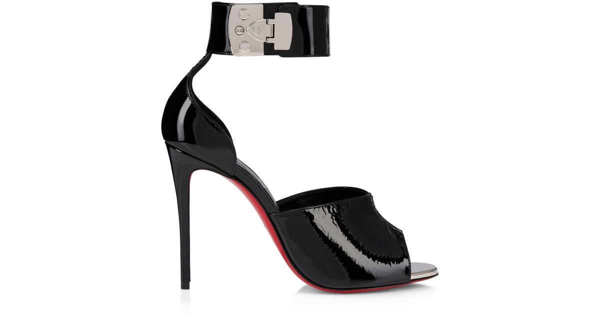 Christian Louboutin Lock Me Up Patent Leather Sandals 100 in Black | Lyst