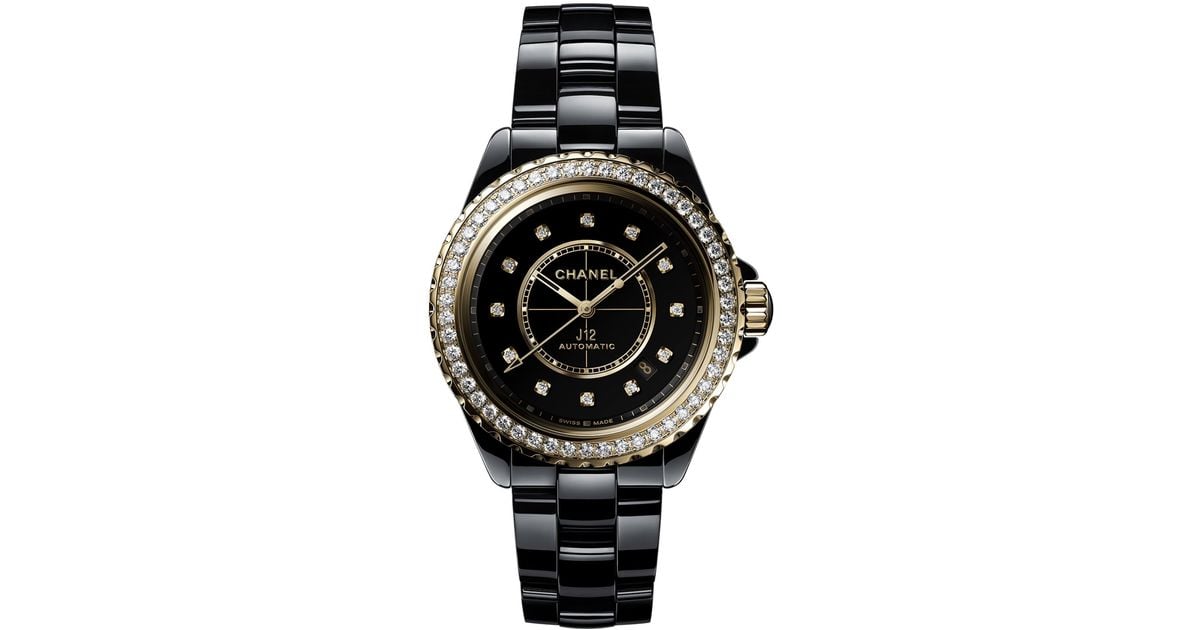 CHANEL Ceramic And Diamond J12 Calibre 12.1 Watch in Black | Lyst
