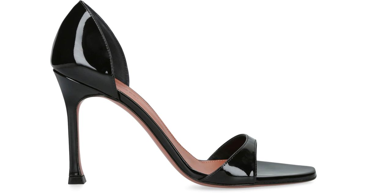 AMINA MUADDI Patent Leather Agnese Heeled Sandals 95 in Black | Lyst
