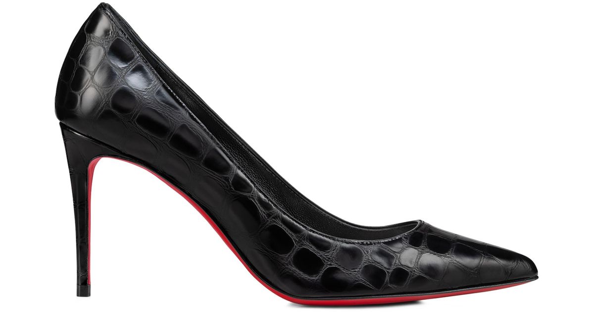 Christian Louboutin Kate Croc-Embossed Leather Pumps 85 in Black | Lyst