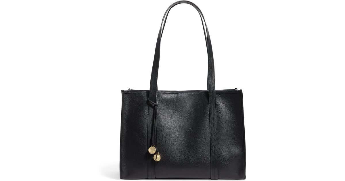 Sandro Leather Tote Bag in Black | Lyst