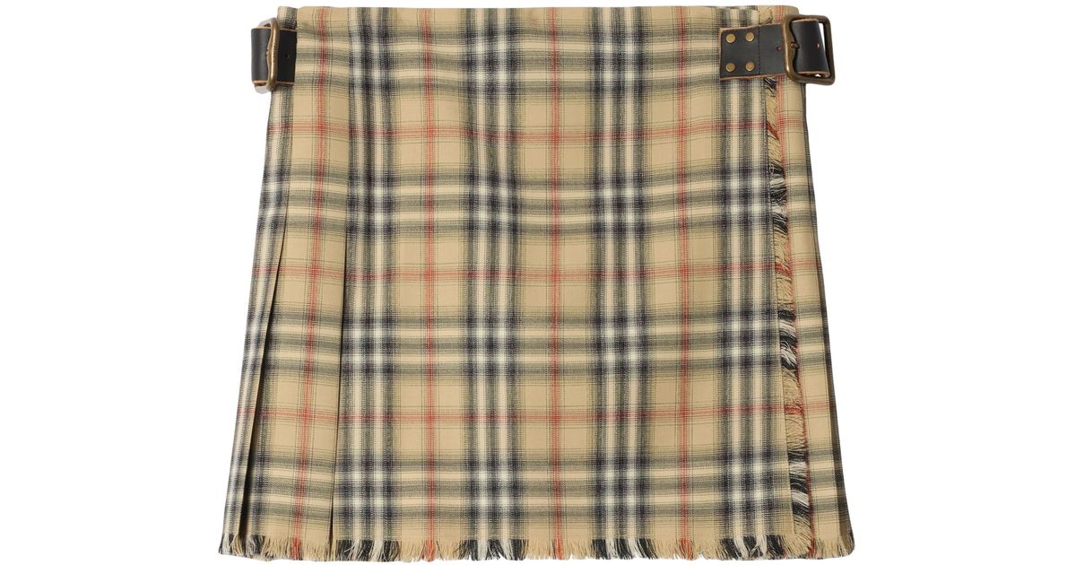 Burberry Wool Check Mini Kilt in Metallic | Lyst