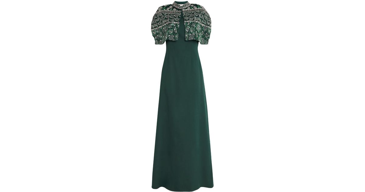 Raishma Embellished Cape Beatrice Gown in Green | Lyst