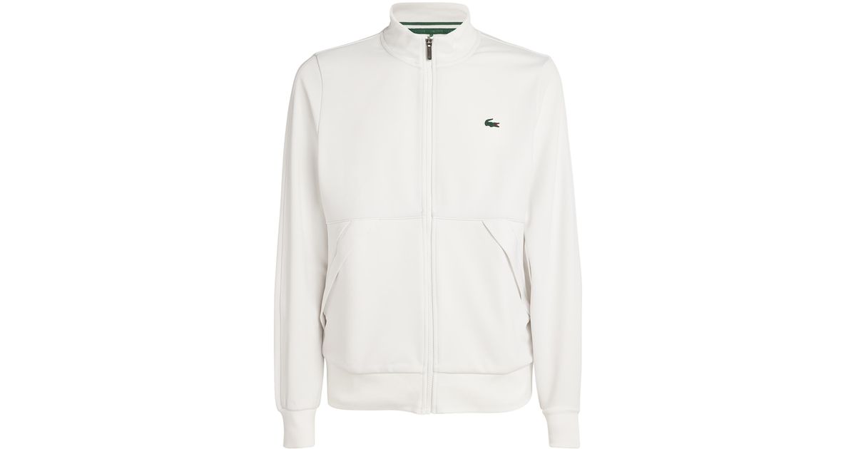 Lacoste Stretch-Cotton Track Jacket in White for Men | Lyst