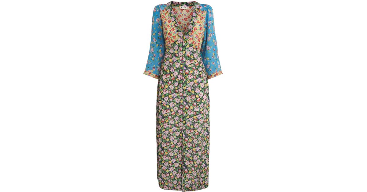 RIXO London Silk Dahlia Midi Dress in Blue | Lyst UK