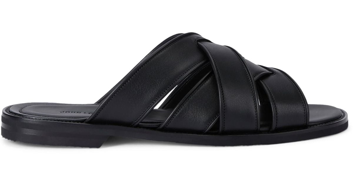 John Lobb Leather Samson Sandals in Black for Men | Lyst