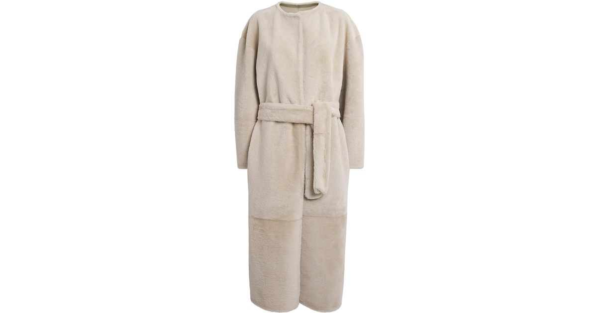 Almada Label Shearling Shea Belted Coat in Natural | Lyst