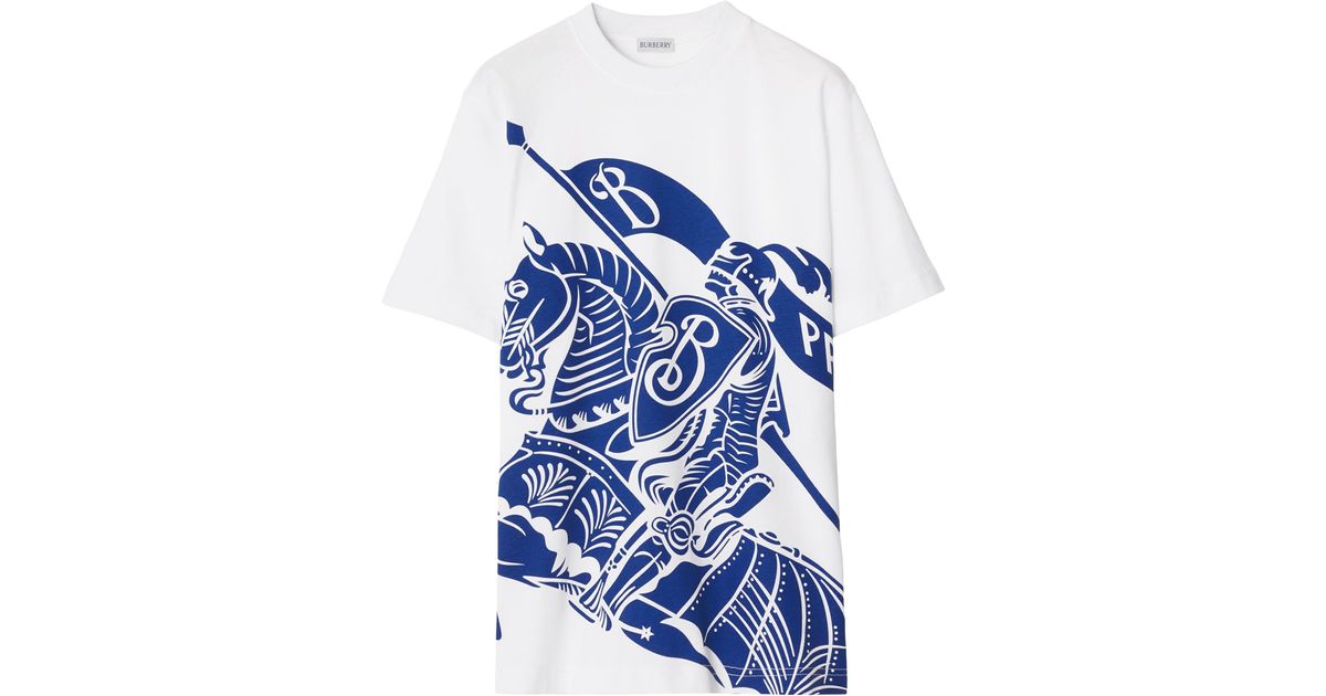 Burberry Cotton Equestrian Knight Oversized T-Shirt in Blue | Lyst UK