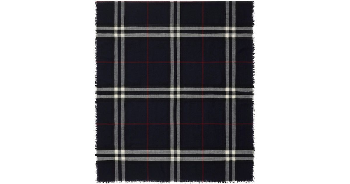 Burberry Wool Wide Check Scarf in Black | Lyst UK