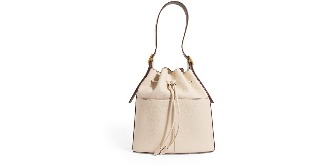 ME+EM Leather Drawstring Bucket Bag in Natural | Lyst
