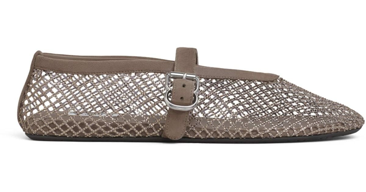 Alaïa Beaded Mesh Ballet Flats in Grey | Lyst UK
