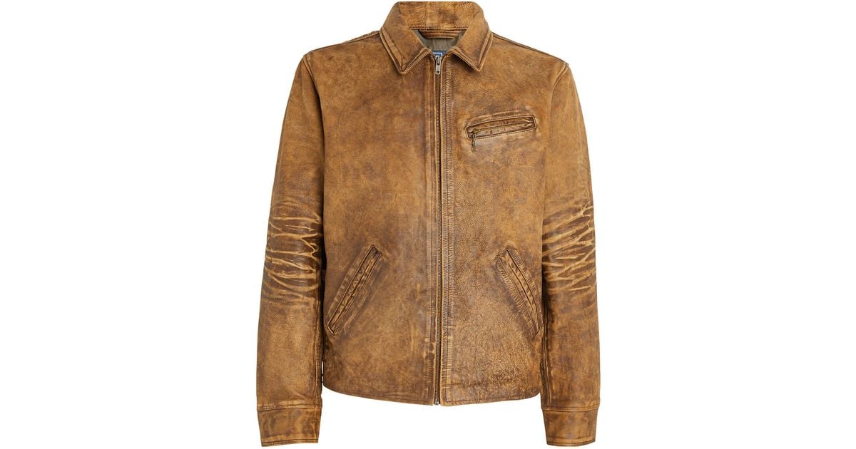 Polo Ralph Lauren Distressed Leather Jacket in Brown for Men | Lyst