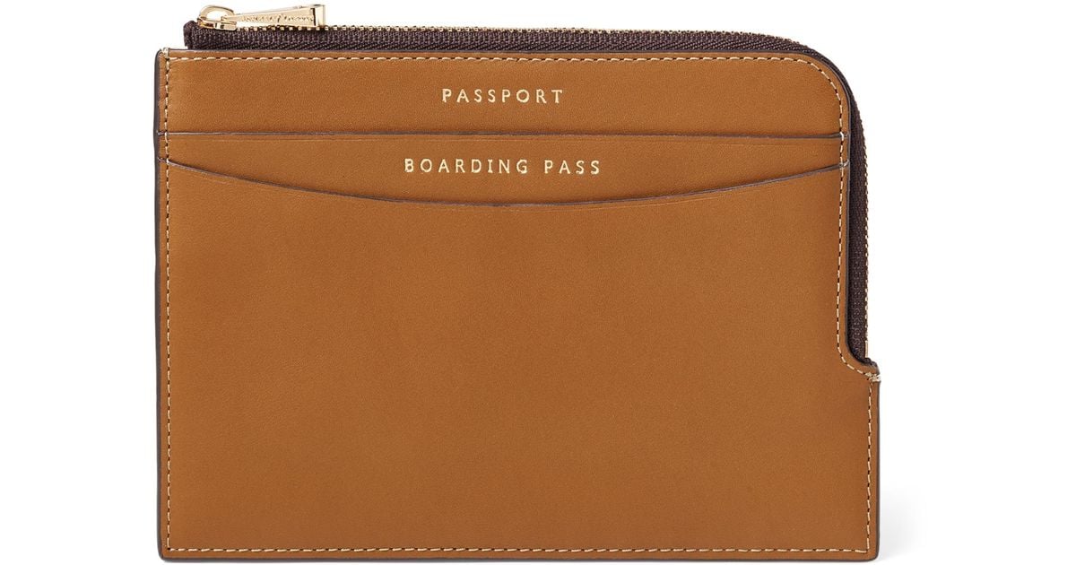 Aspinal of London Leather Zipped Travel Wallet in Brown for Men | Lyst UK