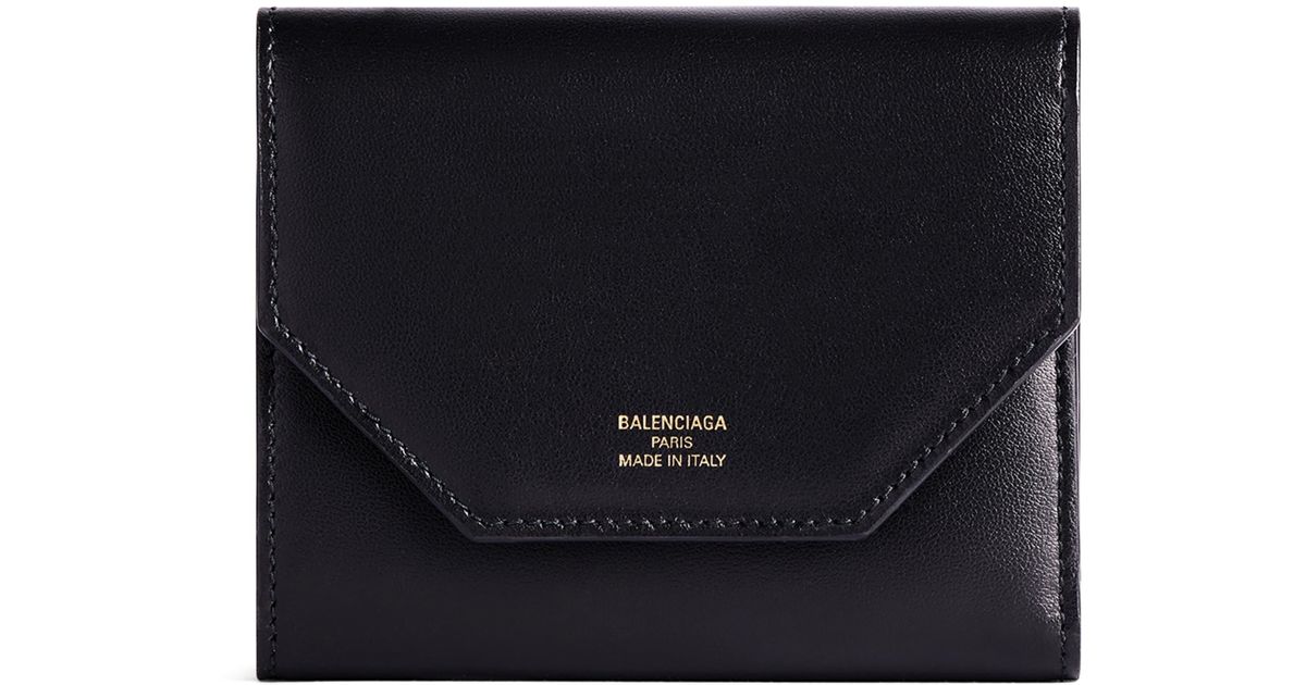 Balenciaga Leather Envelope Bifold Wallet in Black | Lyst