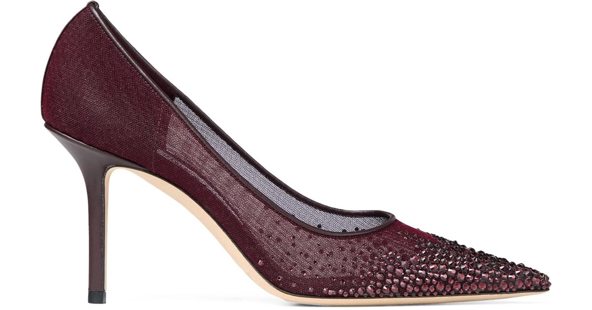 Jimmy Choo Love 100 Embellished Mesh Pumps in Purple | Lyst