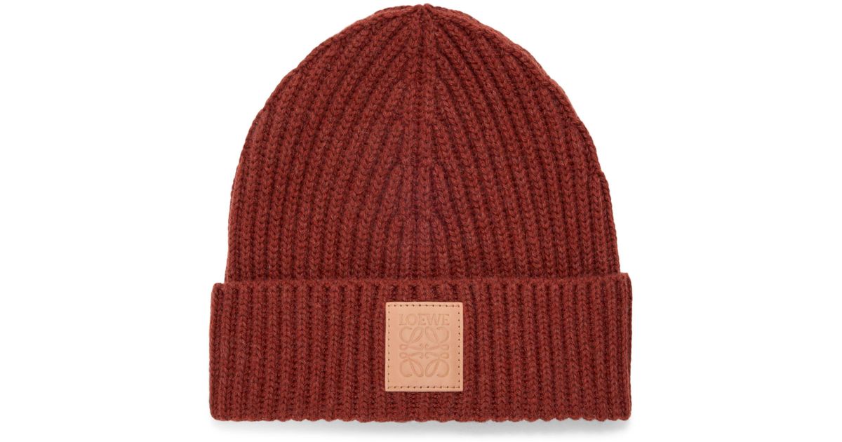Loewe Cashmere Logo Beanie in Red | Lyst UK