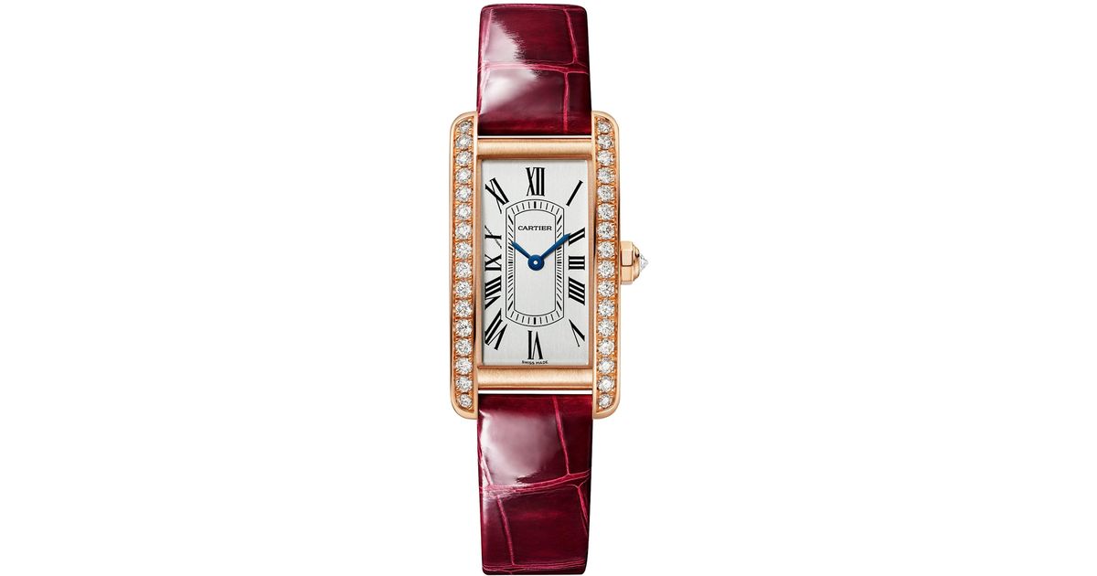Cartier Small And Diamond Tank Américaine Watch in Red | Lyst Canada