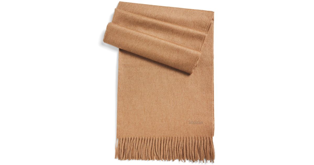Max Mara Camel Logo Scarf in Natural | Lyst