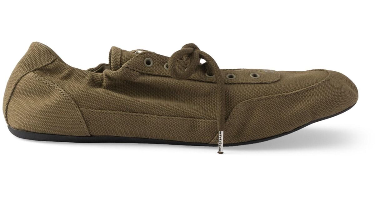 Prada Canvas Collapse Sneakers in Green | Lyst UK