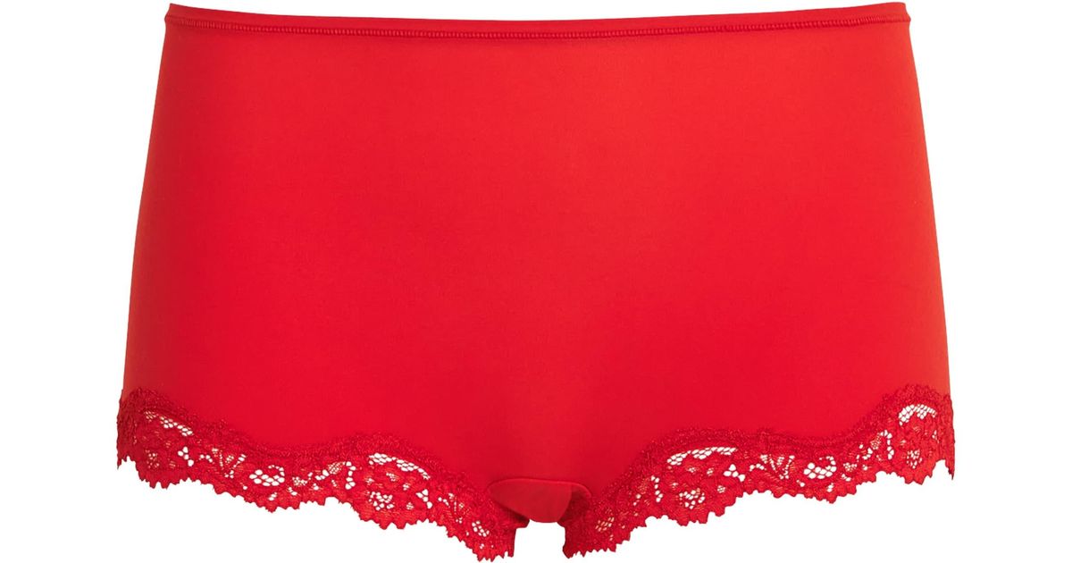Skims Lace-Trim Fits Everybody Boyshort Briefs in Red | Lyst