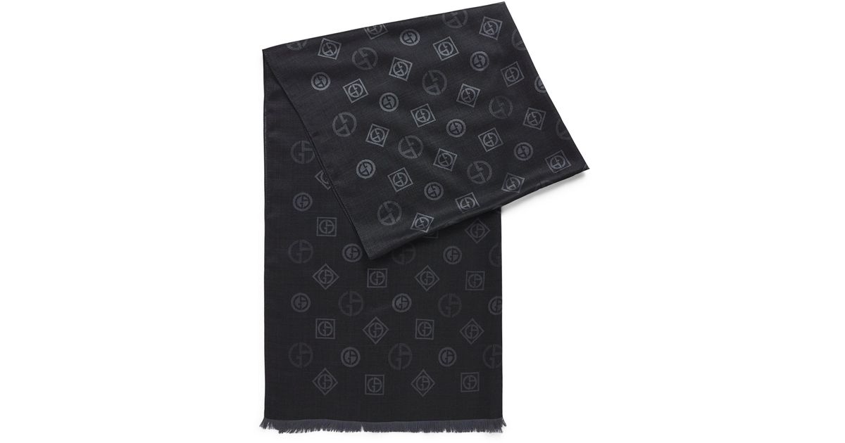 Giorgio Armani Silk Jacquard Stole Scarf in Black for Men | Lyst UK