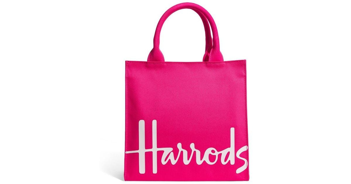 Harrods Small Cotton Logo Tote Bag in Pink | Lyst