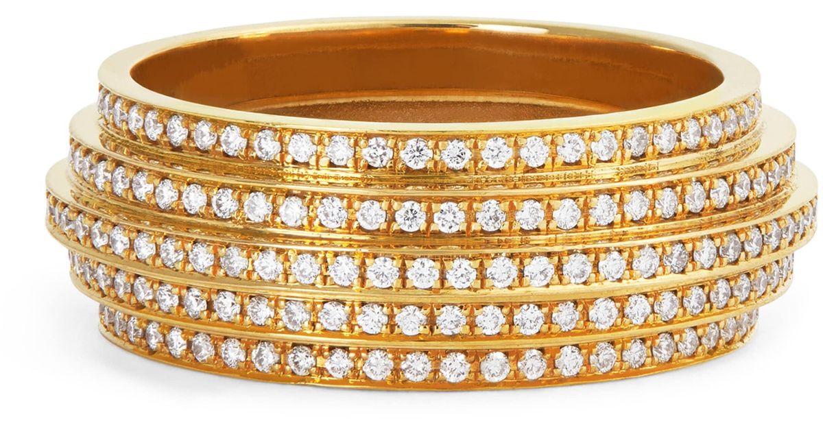 Azlee And Diamond Staircase 5-Tier Ring in Metallic | Lyst