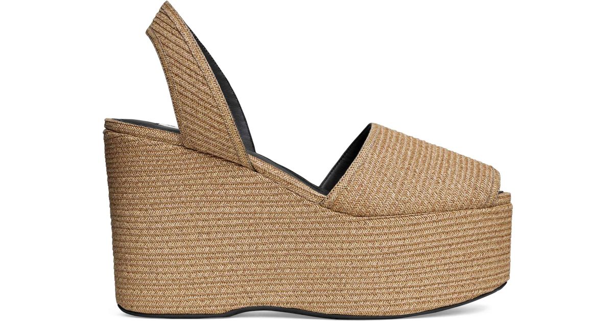 Alaïa Straw Wedge Sandals 110 in Natural | Lyst