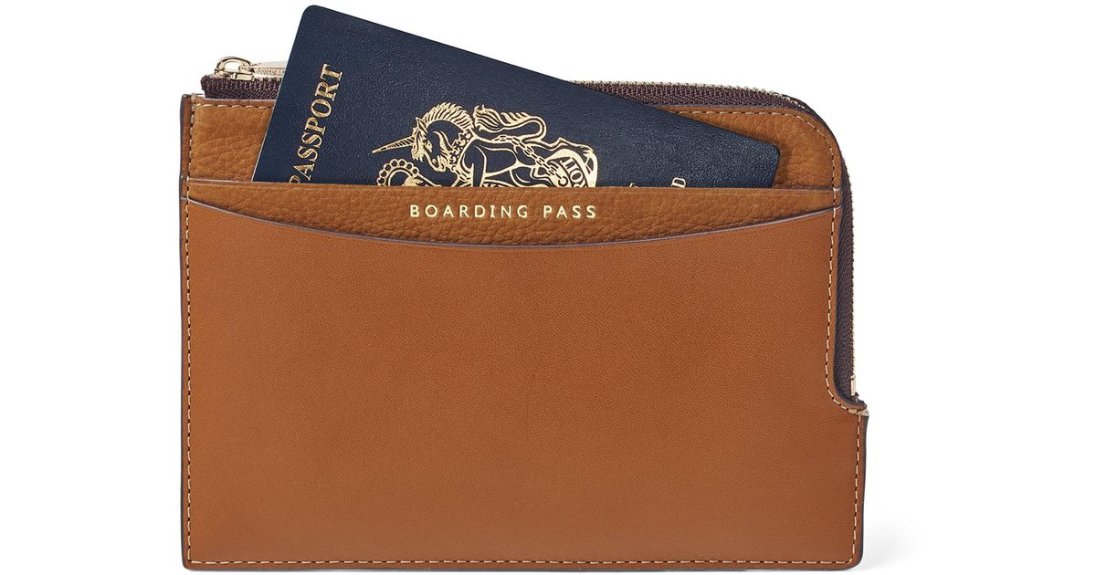 Aspinal of London Leather Zipped Travel Wallet in Blue for Men | Lyst UK