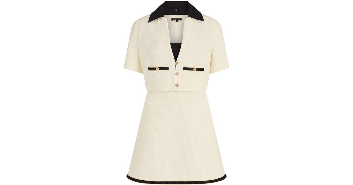 Maje Tweed-Effect Jacket And Mini Dress Set in Natural | Lyst
