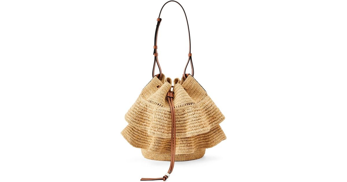 Loewe Straw Balloon Ruffle Bag in Natural | Lyst