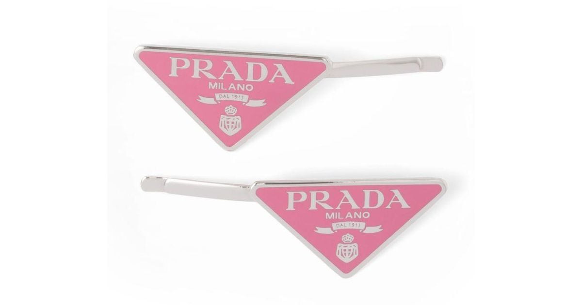 Prada Metal Hair Clip (Set Of 2) in Pink | Lyst UK