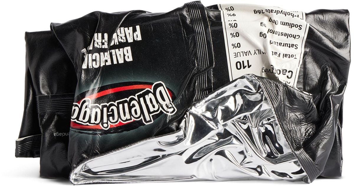 Balenciaga Chips Clutch Bag in Black | Lyst