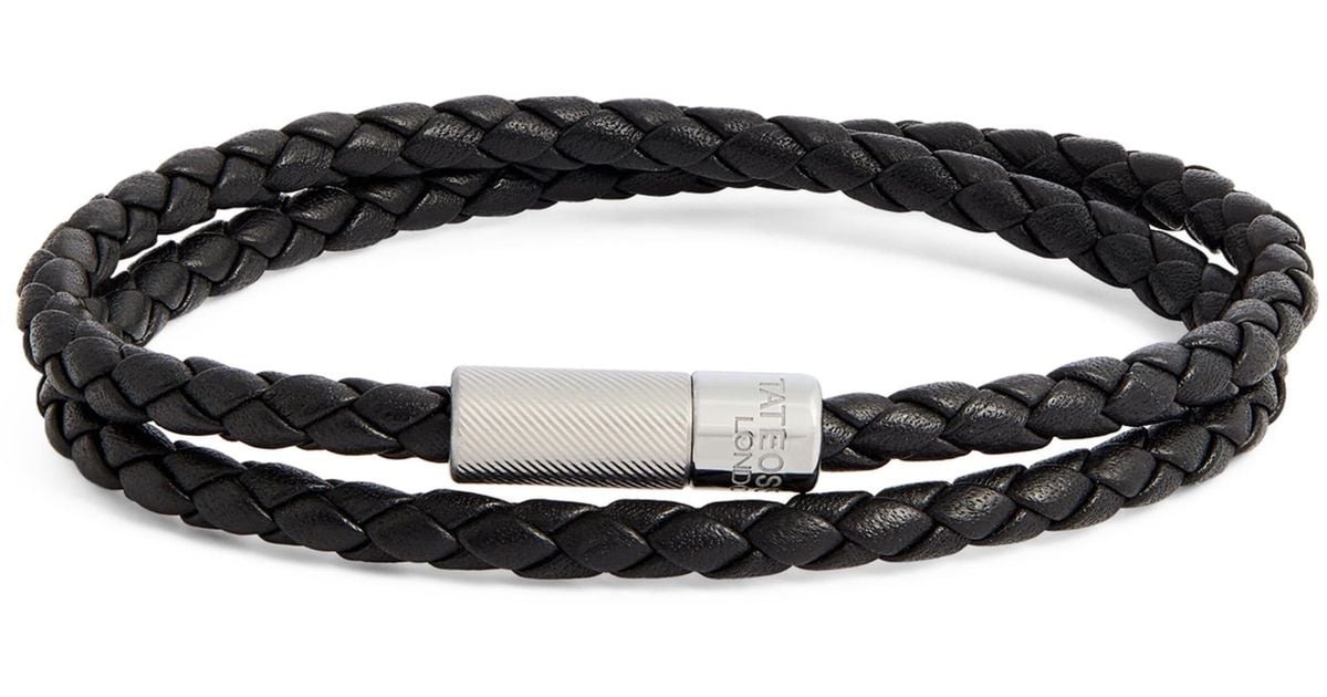 Tateossian Leather Macramé Bracelet in Black for Men | Lyst