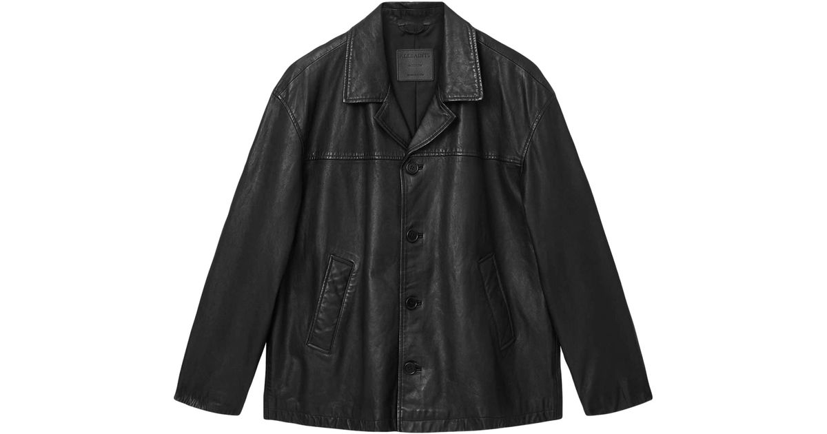 AllSaints Bradwell Leather Jacket in Black for Men | Lyst UK