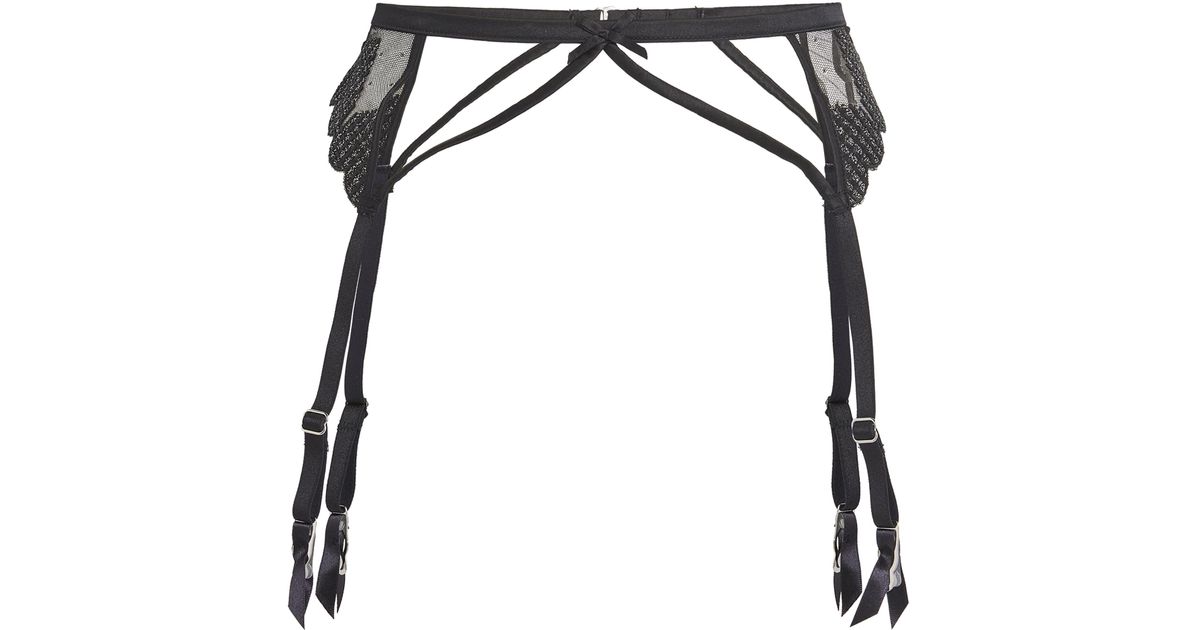 Fleur du Mal Sheer Heart Garter Belt in Black | Lyst