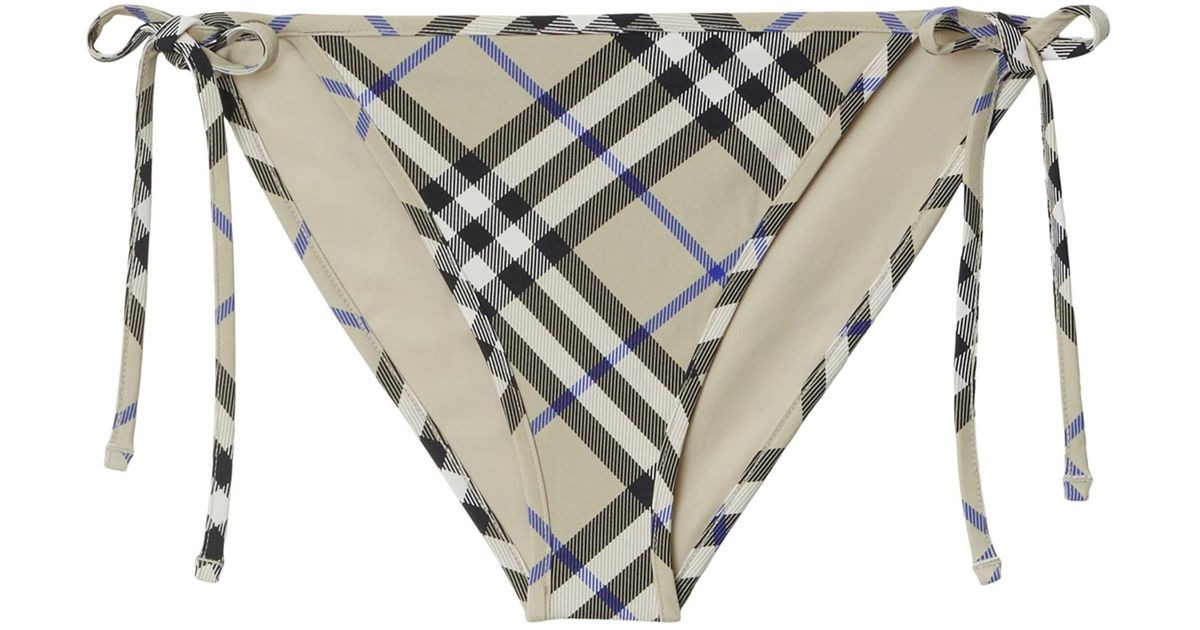Burberry Check Bikini Briefs in White | Lyst