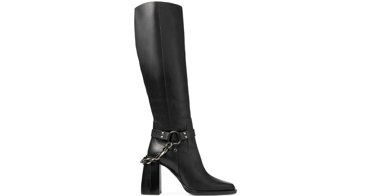 Jimmy Choo Isabelle 95 Leather Knee-High Boots in Black | Lyst